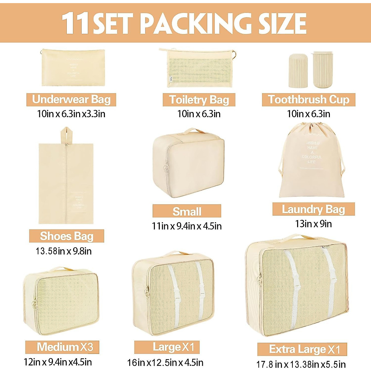 Packing Cubes for Suitcase Travel, 𝟏𝟏 𝐒𝐞𝐭 Lightweight Travel Essential Luggage Organizer Bags Set, Travel Bags Packing Cubes for Travel Accessories Cosmetics Toiletries Storage Bags