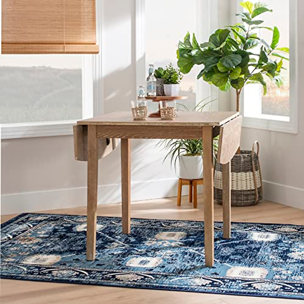 Linon Greywash 30" Square 30" X 48" Fully Extended Torino Drop Leaf Table