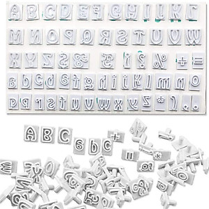Mini Plastic Alphabet Cookie Cutter Fondant Letter Cutters Symbol Cut Outs Molds Upper & Lower Letter Stamps, 0.5 Inch