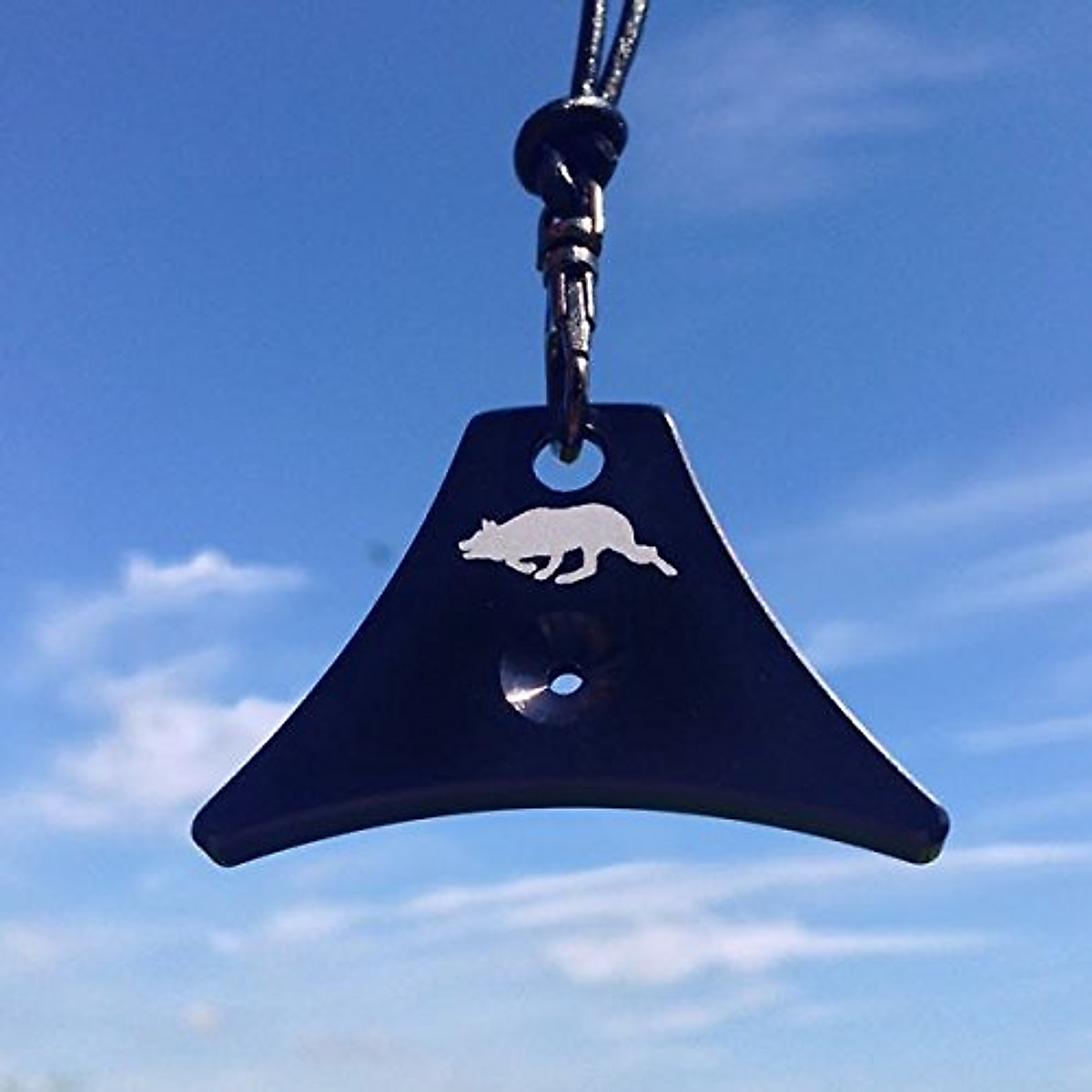 Logan A1 Shepherd Whistle with Collie Etch & Leather Lanyard - Black