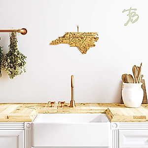 Totally Bamboo Destination North Carolina State Shaped Serving and Cutting Board, Includes Hang Tie for Wall Display