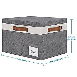 PFFVRP Storage Bins with Lids, Foldable Fabric Storage Boxes with Lids, Storage Baskets for Shelves with 3 Handles and Labels, Storage Basket with Lid for Home Bedroom Closet Office