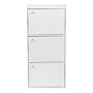 IRIS USA, Inc. USA 3 Tier Wood Storage Shelf with Door, White