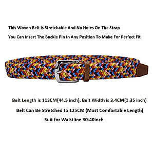 VONSELY Stretch Belt, Elastic Belts Braided Fabric Belt Colorful Woven Belts for Men and Women,Candy Color