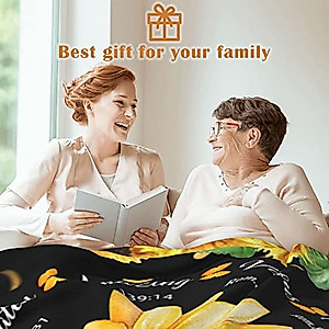 Healing Throw Blanket with Inspirational Thoughts, Sunflower Blanket for Women, Cozy Soft Inspirational Throw Blanket, Warm Fleece Blanket Gifts for Birthday Christmas Thanksgiving 50x60 Inches