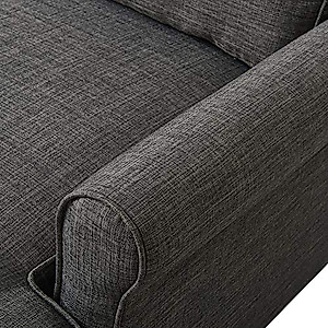 Serta Harmon Reversible Sectional Sofa, Modern L-Shaped Couch for Small Spaces, Soft Fabric Upholstery, Rolled Arm, Dark Gray