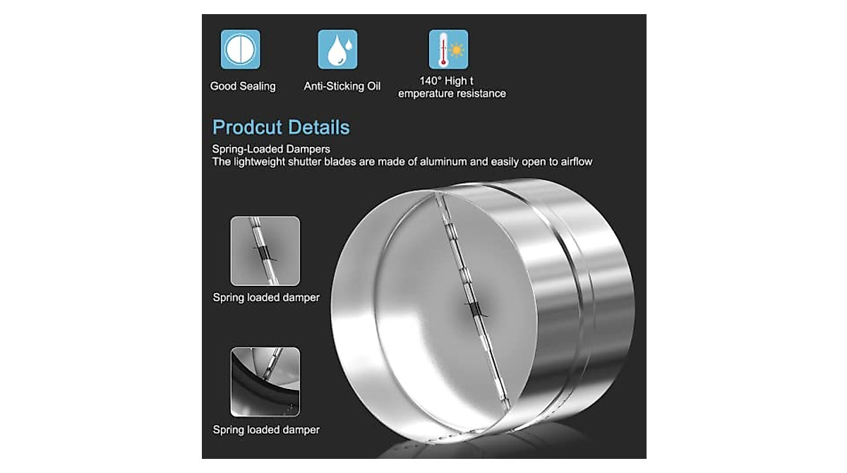 Hon&Guan 10" Backdraft Damper | Prevent Airflow Backflow