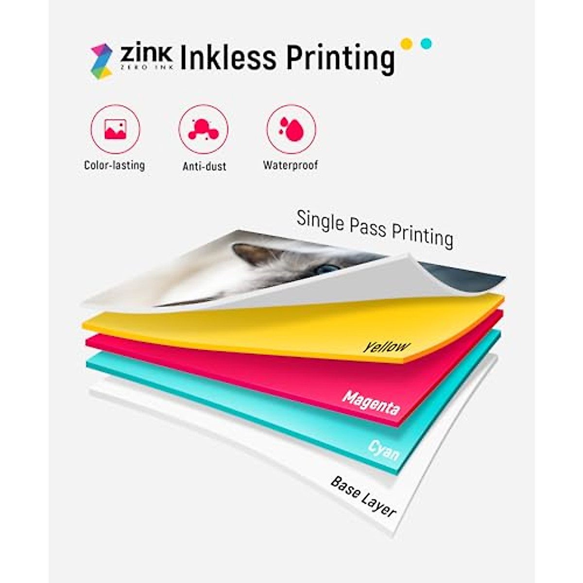 Liene 2x3” Photo Printer, Mini Photo Printer w/ 5 Zink Adhesive Photo Paper, Bluetooth 5.0, Compatible w/iOS & Android, Portable Color Mono Instant Photo Printer for iPhone, Smartphone, Pearl White