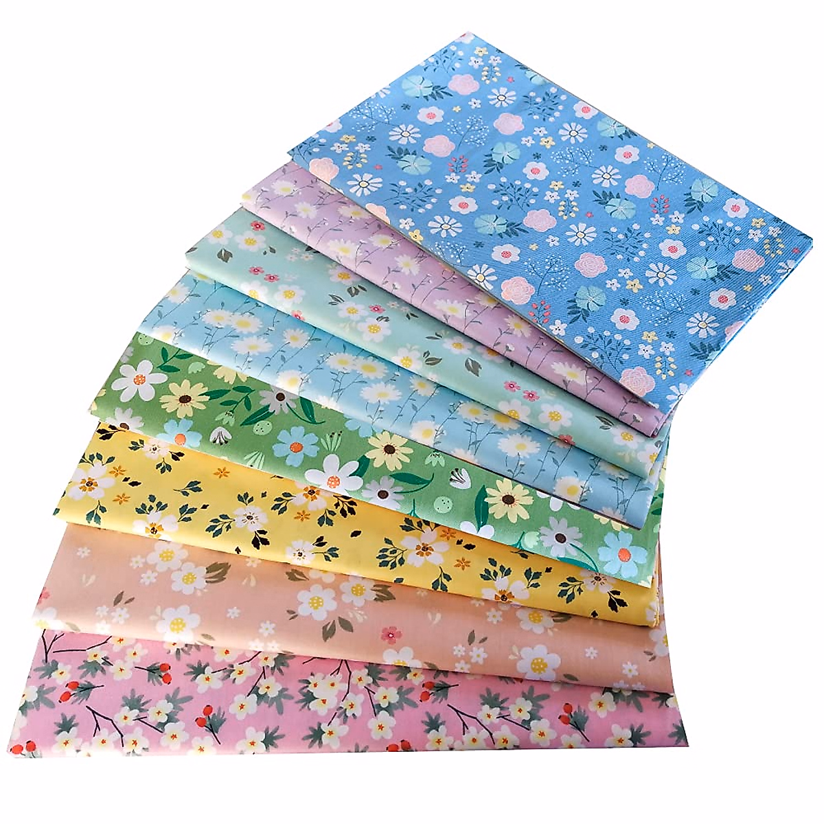 18" x 22" Fat Quarters Quilting Cotton Fabric Bundles for Sewing, 8 PCS Flowers