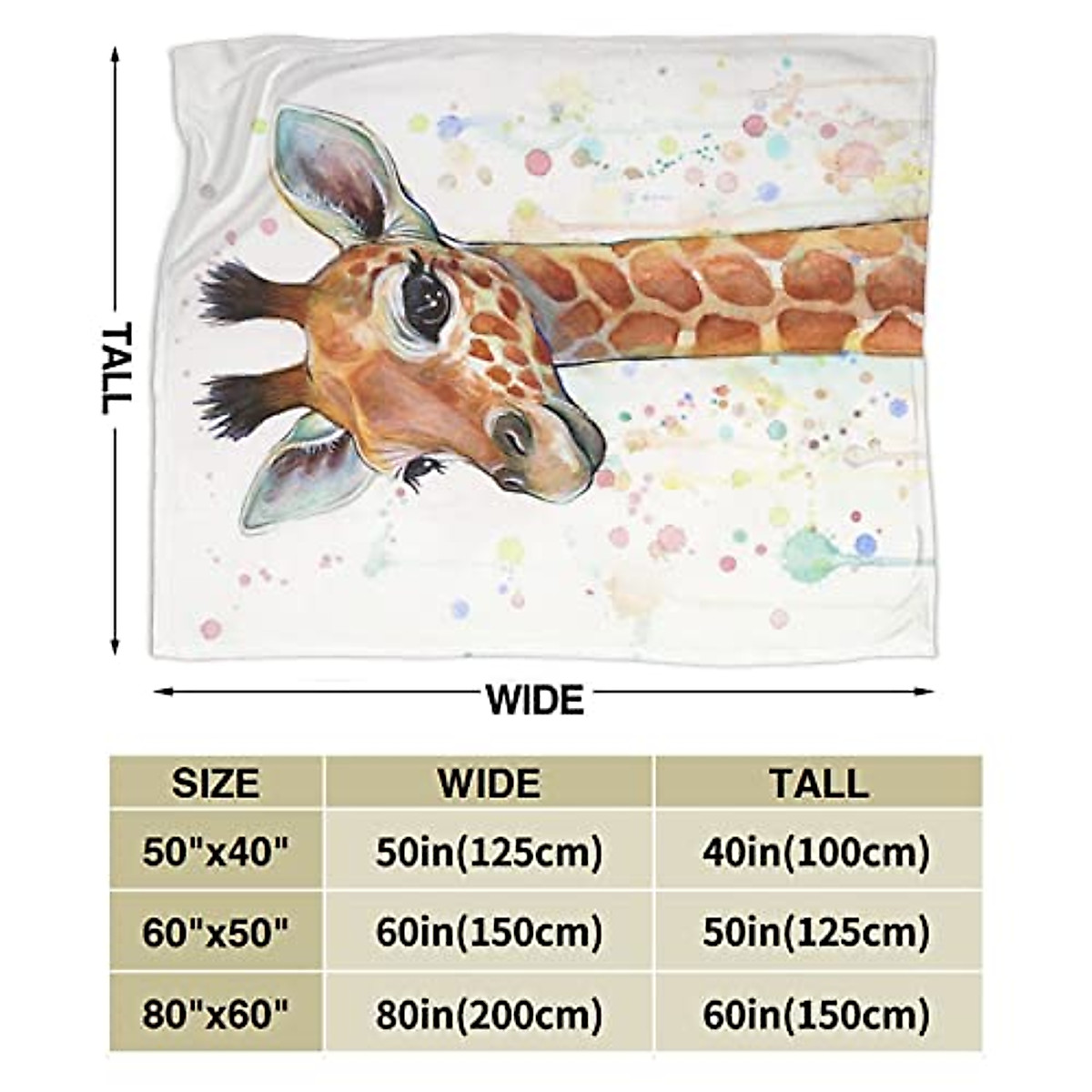 Giraffe Soft Throw Blankets Flannel All Season Warm Giraffe Art Large Blanket for Sofa Living Room Small Bed Blanket 50"X40"