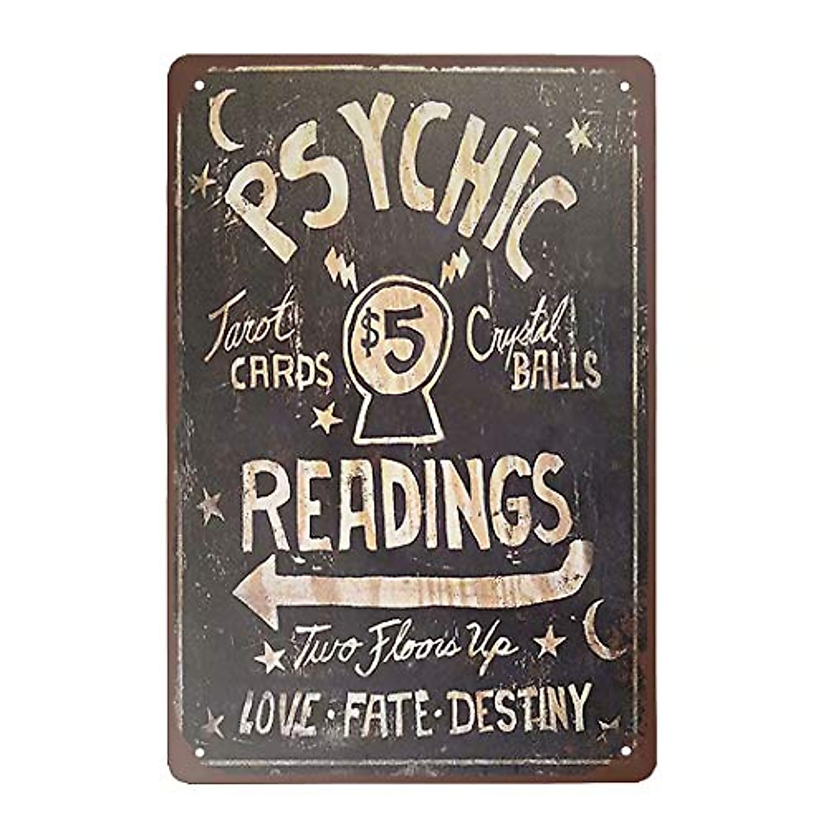 Stevenca Metal Tin Sign Psychic Readings $5 Tarot Cards Crystal Balls Vintage 8x12 Inch Wall Decor…