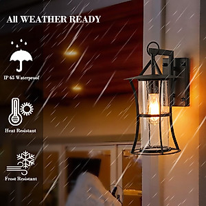 tewei Outdoor Wall Light Fixtures Wall Mount Porch Light with E26 Base Socket IP65 Waterproof Clear Seed Glass Exterior Sconces Lantern lamp for Porch Patio Garage 2 Pack