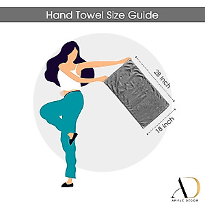 Ample Decor Hand Towels 18 X 28 Inch 600 GSM 100% Cotton, Premium Soft Absorbent - 2 Pcs - Green