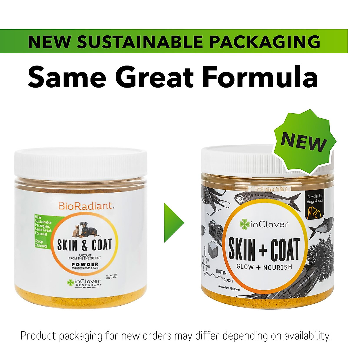 In Clover Dog Skin and Coat Supplement, BioRadiant Natural Supplement for Dogs, Healthy Skin and Coat Supplement, Fish Oil Alternative Uses Carrots, Coconut, Omega 3's, Biotin and Zinc Soothe Skin