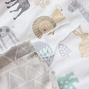 Emenpy 100% Cotton Crib Bedding Set for Baby Boys Girls,3 Pcs Baby Bed Linen Include Duvet Cover,Fitted Sheet,Pillowcase,Nursery Decoration,No Filler(Khaki)