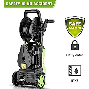 Electric Pressure Washer Homdox Pressure Washer 1500W Power Washer High Pressure Cleaner Machine with 5 Nozzles Foam Cannon,Best for Cleaning Homes, Cars, Driveways, Patios(Green)