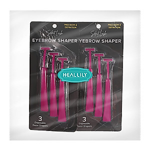 HEALLILY 6pcs Eyebrow Razor Stainless Steel Eyebrow Shaving Tool Facial Hair Remover Manual Beard Shaver for Women Men Beauty Travel Red