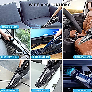 ARUOXIN 4-in-1 Car Vacuum Cordless Rechargeablen with Tire Inflator,130W 7000Pa 12V DC Handheld Vacuum Car Cleaner with Digital Tire Pressure Gauge LCD Display & LED Light for Home, Pet Hair, Car