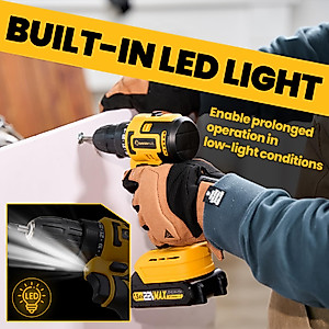 SakerPlus Cordless Drill Set with Drill Bits,22V Brushless Electric Screwdriver Driver Tool Kit,3/8-Inch Keyless Chuck,2 Variable Speeds,430 In-lbs Torque Battery Powered Drills for Home Repair & DIY