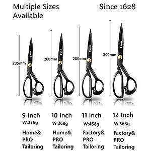 Fabric Tailor Shears Professional 12" Heavy Duty Sewing Scissors for Leather Clothes Industrial Strength High Carbon Steel Tailor Scissors Sharp for Home, Office, Dressmaker, Costume Designer