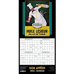 Bon Appétit 2024 Wall Calendar — Vintage Poster Art, 16-Month Cooking Calendar, 12" x 12"