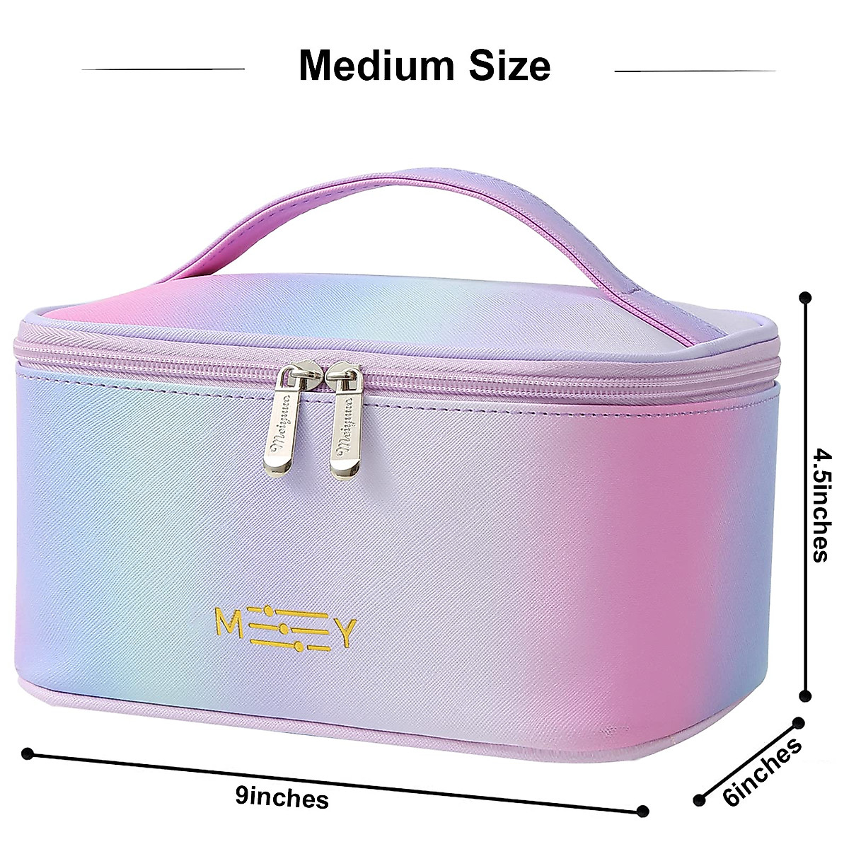 KITENROM Makeup Bag Preppy Cosmetic Bag Small for Women Toiletry Bags Pouch Organizer Rainbow Gradient Pink