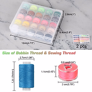 Blibly 100pcs Bobbins Sewing Threads Kit, 500 Yard Polyester Threads, Prewound Bobbins with Case, 50 Colors