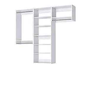 MC Modular Closets Closet Kit with Hanging Rods & Shelves - Corner Closet System - White, 79.5 inches Wide