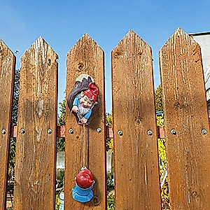 Gnome Tree Hugger Figurines Miniature Fairy Elf Climbing Tree Hanging Statue Garden Sculpture Decorative Outdoor Ornaments