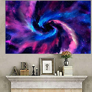 Galaxy Starry Sky Psychedelic Mysterious Universe Banner Backdrop Outer Space Nebula Starry Stars Cosmic Theme Decor Decorations for Boys Girls 1st Birthday Party Baby Shower Supplies Blue and Purple