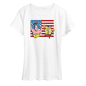 HYBRID APPAREL - Spongebob Squarepants - Patrick Sparkers Flag - Women's Short Sleeve Graphic T-Shirt - Size X-Large