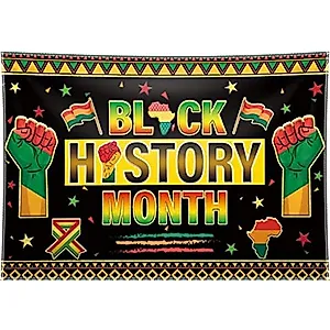Swepuck 68x45inch Black History Month Backdrop Afro African American Festival Heritage Photography Background Kids Classroom Cultural Holiday Decoration BHM Worthwhile Commemoration National Banner