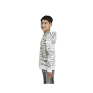 adidas Boys' Long Sleeve Camo Print Hoodie, White (New)