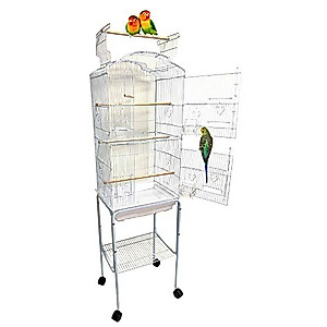 66" Large Open Top Bird Cage Side Breeding Nest Doors for Canary Parakeet Cockatiel Lovebird Finches with Removable Rolling Stand