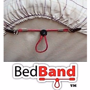 Bed Band Not Made in China. 100% USA Worker Assembled.. Bed Sheet Holder, Gripper, Suspender and Strap. Smooth any Sheets on any Bed. Sleep Better. Patented.,Black,1 Pack (4 Bands)