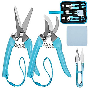 Pruning shears,3Pcs Garden Scissors,Stainless Steel Sharp Blade Gardening Trimming Floral Shears Scissors Pruners for Cutting Flowers,Trimming Plants,Bonsai,Picking Fruits with Storage Bag,Wipe Cloth