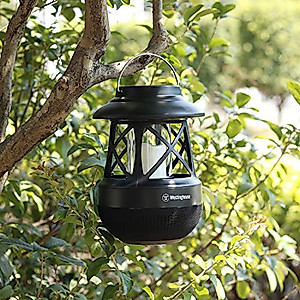 Westinghouse Solar Outdoor Bluetooth Speaker with Light, Rechargeable Atmosphere LED Table Lamp, Weather Resistant Decorative Candle Lantern with Speaker for Garden Yard Patio Porch Housewarming Gifts