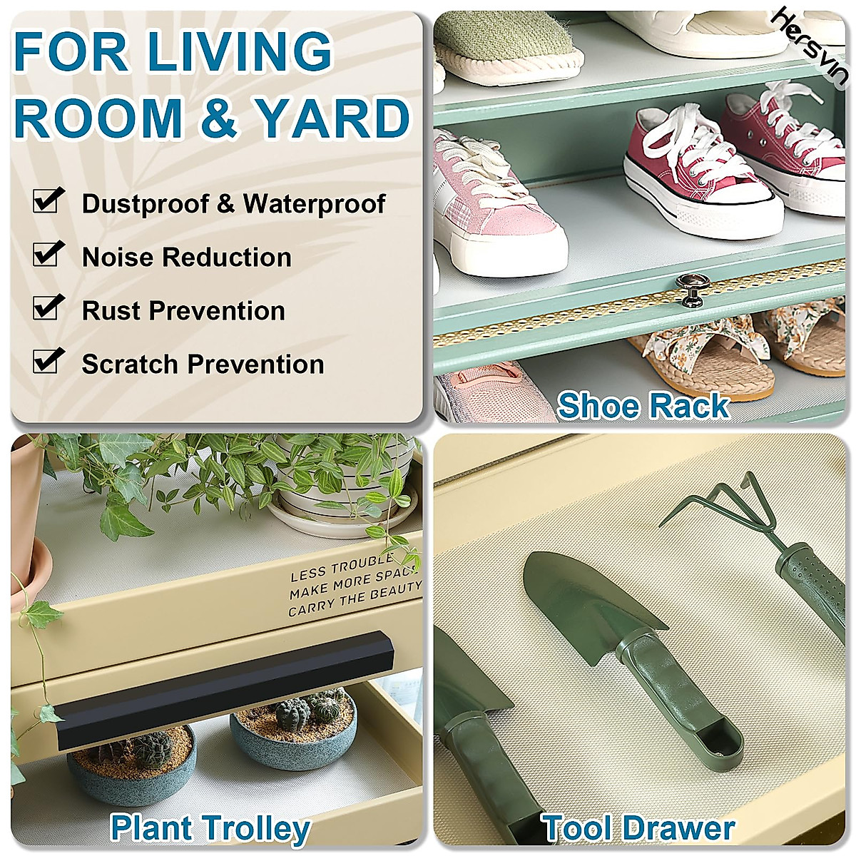 Hersvin Shelf Liners,17.5" x20' EVA Drawer Mats, Cupboard Pad, Kitchen Cabinet Lining Fridge Cushion for Home Office(Clear/Diamond)