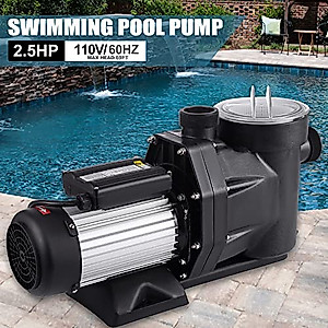 TOPDEEP Pool Pump 2.5 HP Inground, 8800 GPH Self Primming pool pump above ground, 1850W Single Speed Swimming pool pumps with Strainer Basket & 2Pcs Connectors