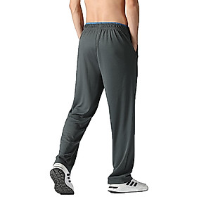 favmartha Men's Lightweight Sweatpants with Zipper Pockets Open Bottom Athletic Loose Fit Joggers Pants for Workout,Training(Grey M)