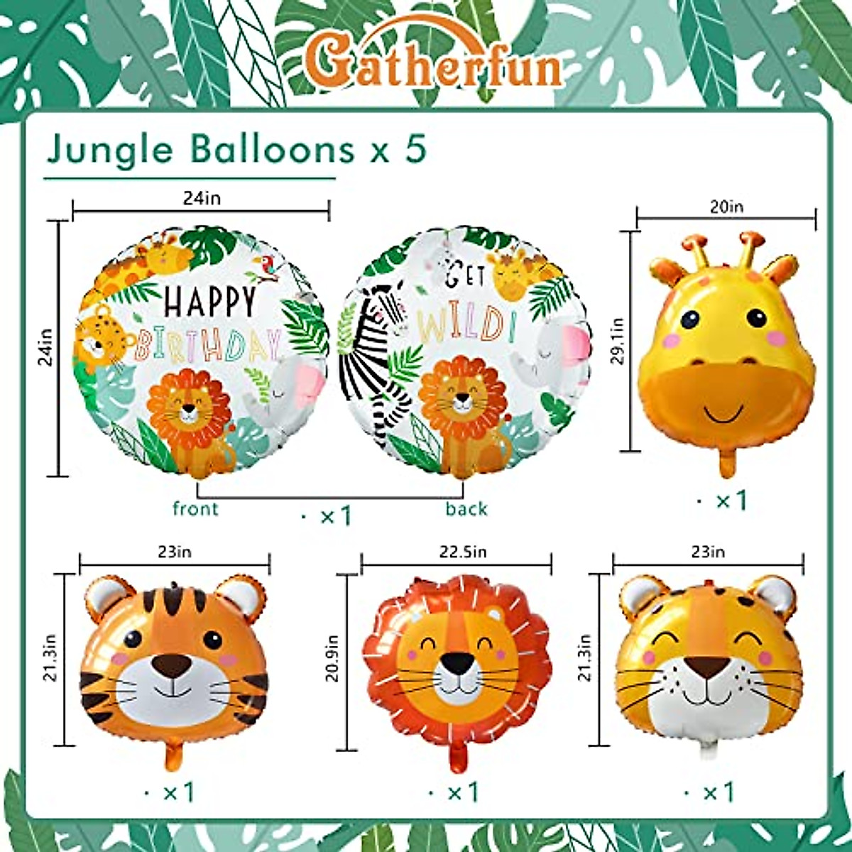 Safari Birthday Party Supplies Jungle Foil Balloon for Safari Jungle Theme Birthday Decorations