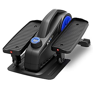 SereneLife Compact Ergonomic Seated Under Desk Exercise Elliptical Machine Mini Exerciser with 8 Resistance Level, Resistance Band LCD Monitor Home Office Leg Exercise Equipment for Seniors Adults