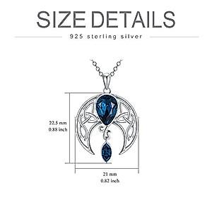 AOBOCO Moon Necklace Sterling Silver Celtic Knot Crescent Moon Goddess Pendant Irish Good Luck Necklace for Women Mom Wife, Embellished with Crystals from Austria
