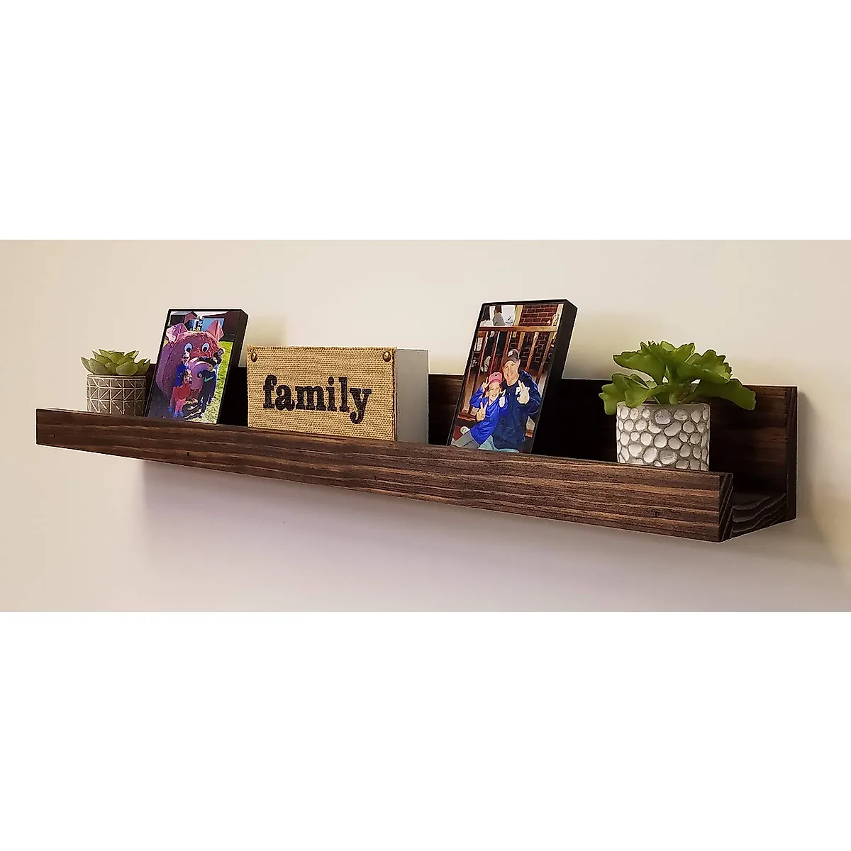 Farmhouse Rustic Wooden Picture Ledge Shelf, Available in 20 Colors, 11 Sizes, Shown in Jacobean - Floating Shelf, Rustic Shelf, Open Shelving, Nursery Shelf, Floating Shelves, Modern Farmhouse