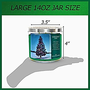King of Candle - Christmas Tree | Large 3 Wick Strong Scented Christmas Candles Gifts for Women | Balsam Pine Evergreen Fir Fragrance| USA Made Long Lasting 14 oz Soy Wax + Decorative Lid