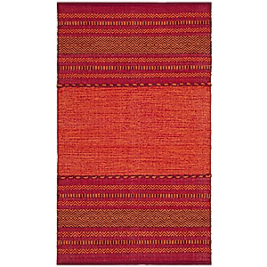 SAFAVIEH Montauk Collection Accent Rug - 3' x 5', Orange & Red, Handmade Flat Weave Cotton, Ideal for High Traffic Areas in Entryway, Living Room, Bedroom (MTK215A)