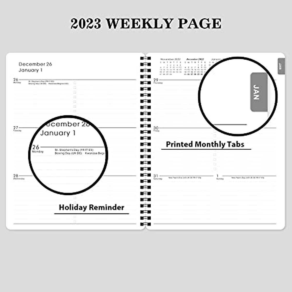 2023 Planner - Jan 2023 - Dec 2023, 8" x 10" (with Twin-Wire Binding), Planner 2023 with Weekly & Monthly Spreads, Strong Twin-Wire Binding, Round Corner, Improving Your Time Management Skill