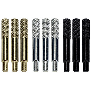 WE Games Cribbage Board Pegs Metal, Set of 9 Machined Cribbage Pegs Unique, 3 Colors (Brass, Silver & Black) Felt Pouch for Travel, Bulk Cribbage Pegs, Classic Board Games for Adults