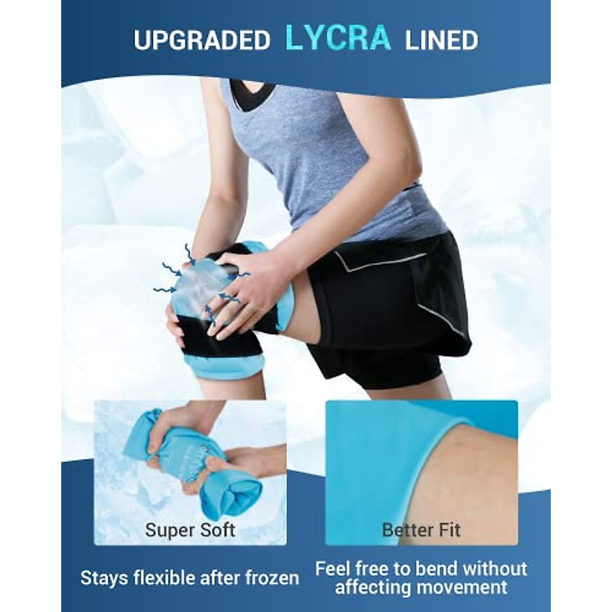 Comfytemp Knee Ice Pack Wrap, Reusable Gel Ice Pack for Knee Pain Relief, Lycra Knee Ice Pack with Hot & Cold Compress Therapy for Leg Injuries, Knee Replacement Surgery, Arthritis, FSA HSA Approved