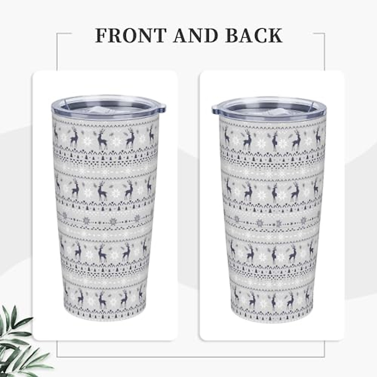 20oz Tumbler Gorgeous Deer Snowflake Double Wall Vacuum Insulated Coffee Mug with Lid and Metal Straw Brush Reusable Stainless Steel Water Bottle Travel Cup Gifts for Car Ice Drinks Hot Beverage